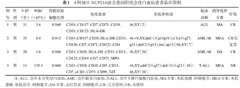 SET-NUP214融合基因阳性急性白血病四例临床分析 - 中华血液学杂志